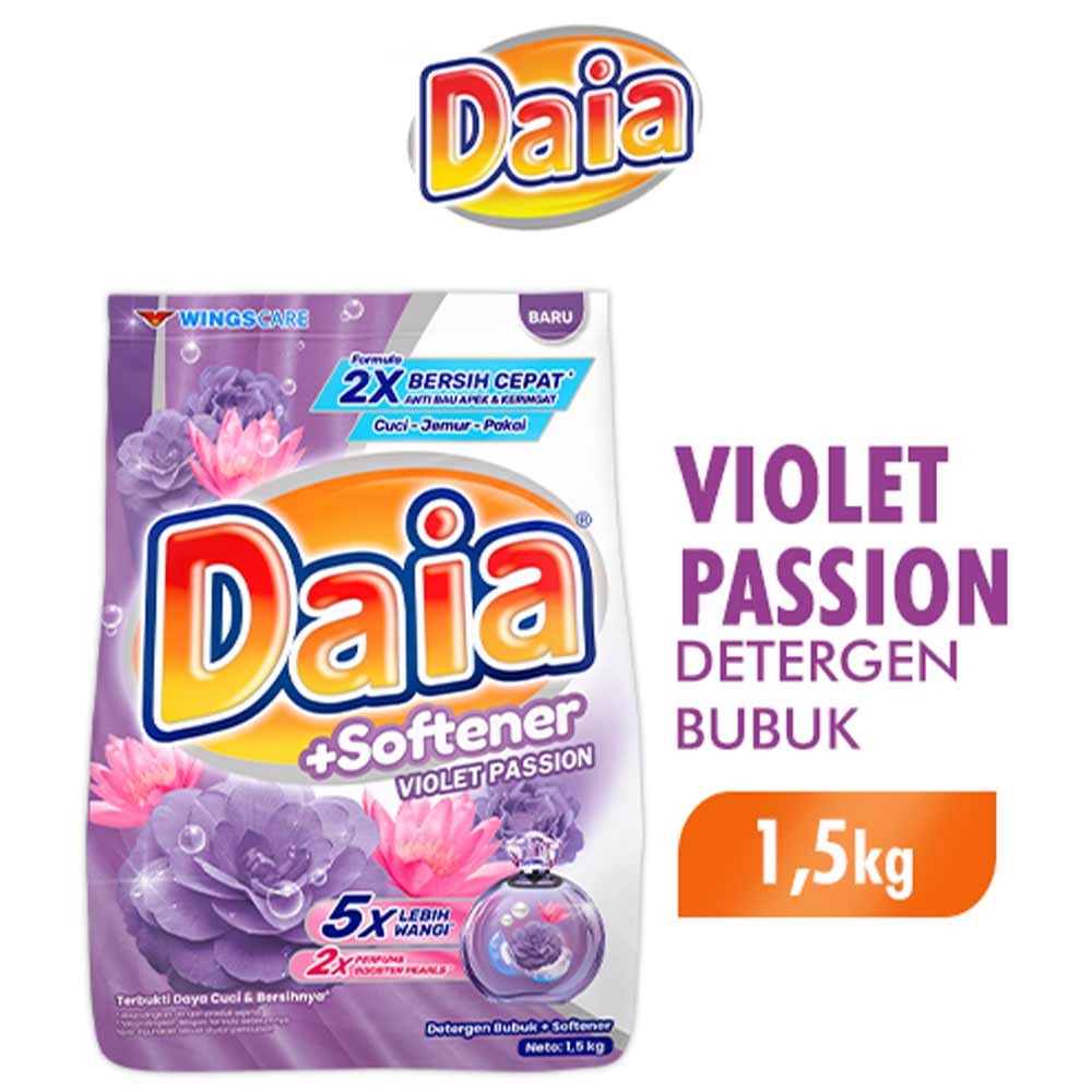 Jual DAIA DETERGENT BUBUK+SOFTENER VIOLET/VIO PASS 1.6/1.5kg | Shopee ...