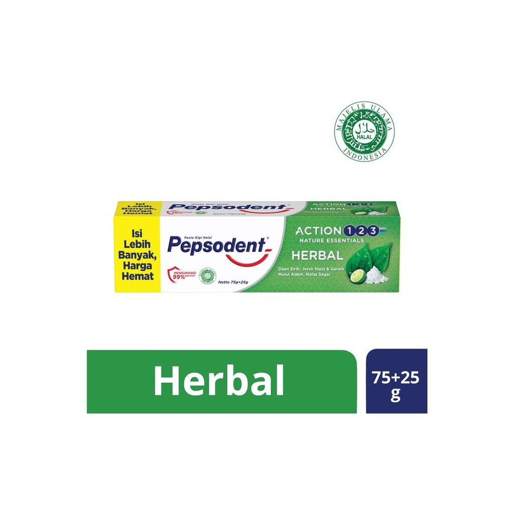 Jual PEPSODENT PASTA GIGI HERBAL 75+25g | Shopee Indonesia