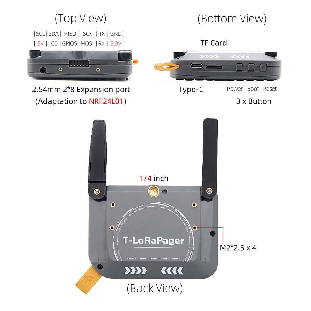 Jual LILYGO® T-LoRa Pager ESP32-S3 Handheld IoT Device, 2.33" splay ...