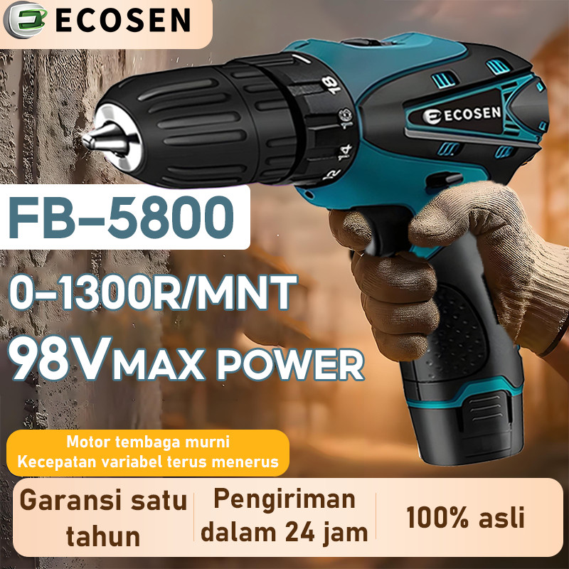 Jual SIXSHOP ECOSEN Mesin Bor Baterai Tangan 98V Bor Listrik Bor cas ...