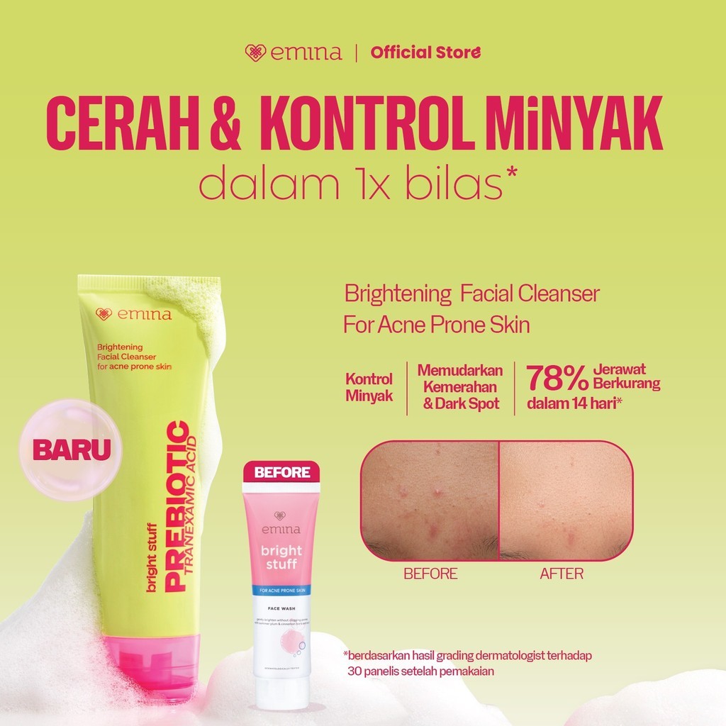Jual NEW! Emina Prebiotic Tranexamic Acid Brightening Face Wash for ...