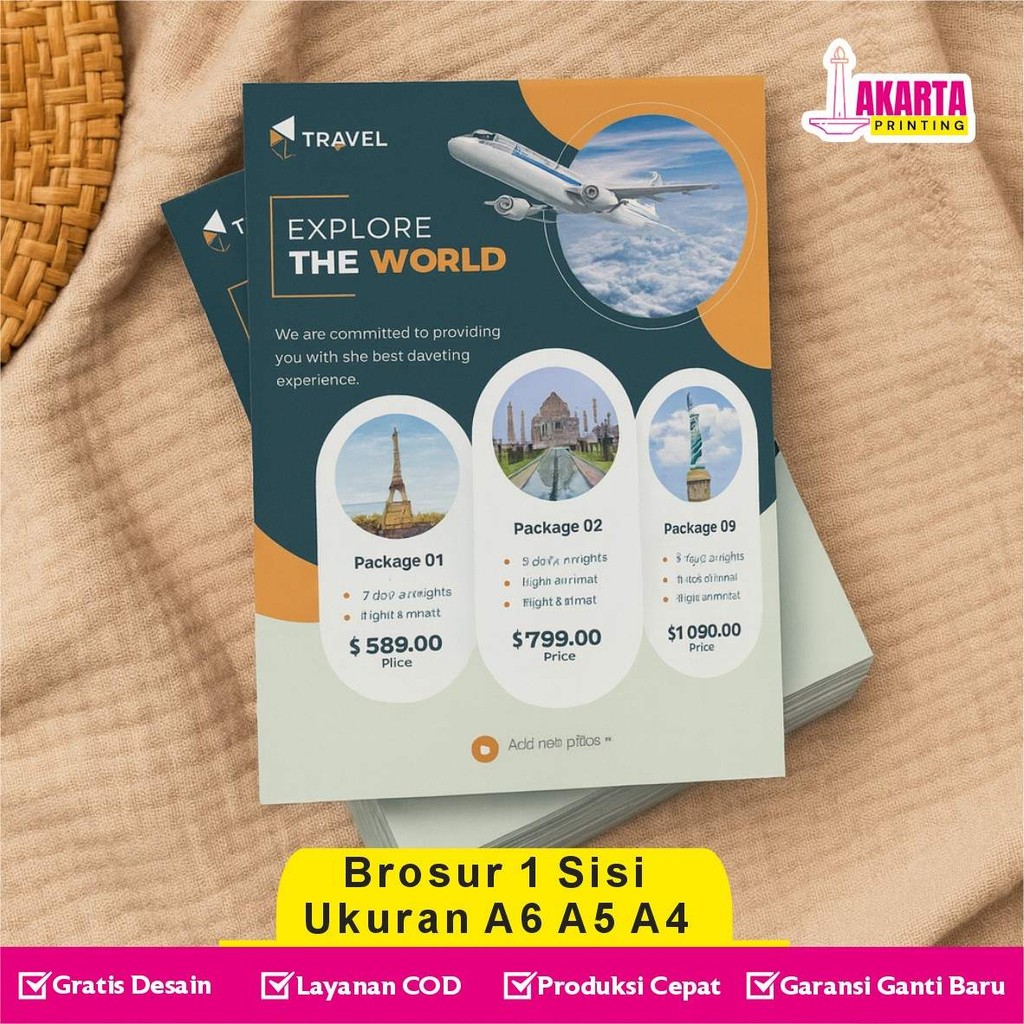 Jual Cetak Print Brosur Flyer Leaflet 1 Sisi Custom Desain 1 Muka ...