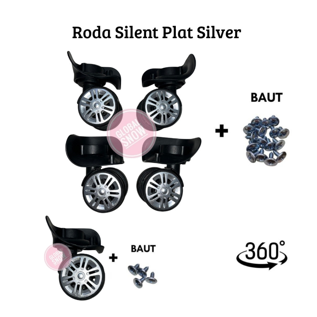 Jual Roda Koper Double Wheel ABS SUPER SILENT Plat Silver utk Uk. Koper ...