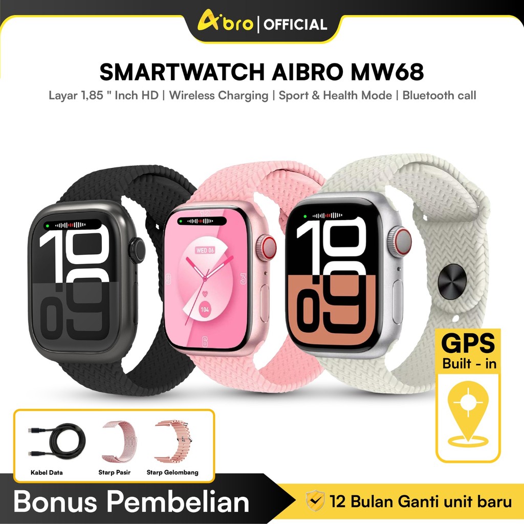 Jual [PROMO SPECIAL] AIBRO Smartwatch MW68 Ukuran 38mm | NFC Support ...