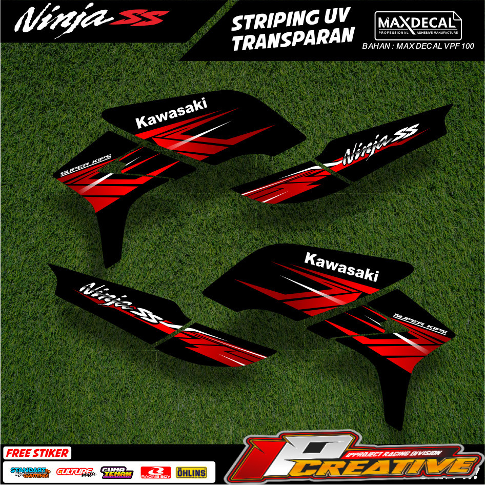 Jual Striping Sticker Ninja SS RR New Transparan Racing Minimalis Merah ...