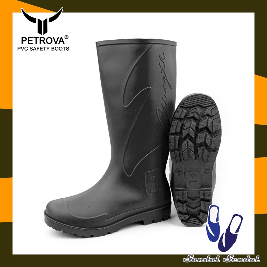 Jual Sepatu Boot Tinggi PETROVA SWB2 Hitam Boots Karet Lokal Lentur ...