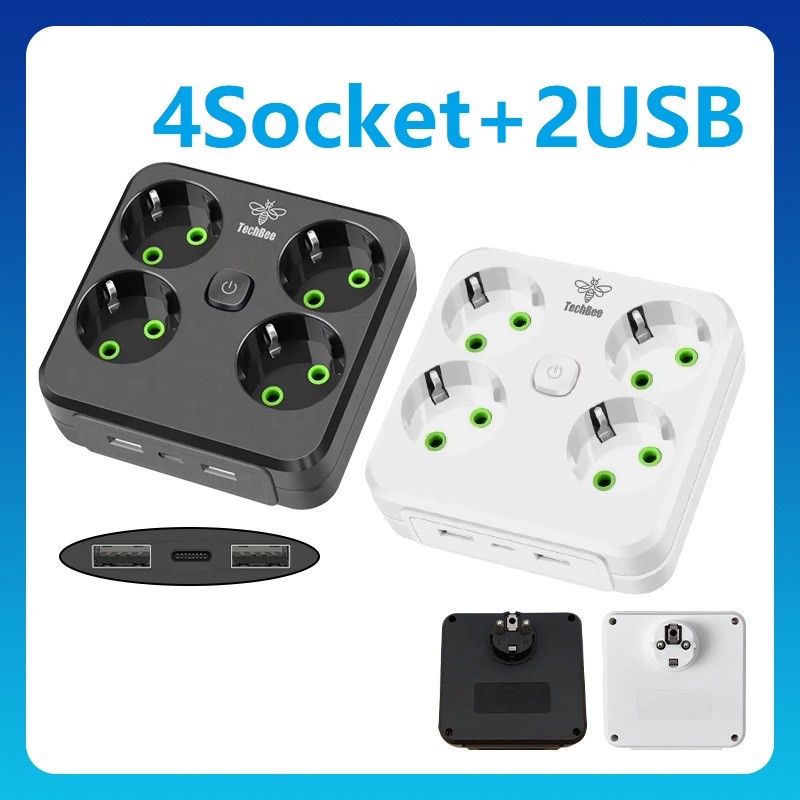 Jual Powerport 2500W 4Socket+2USB Power Strip Power Socket stop kontak ...