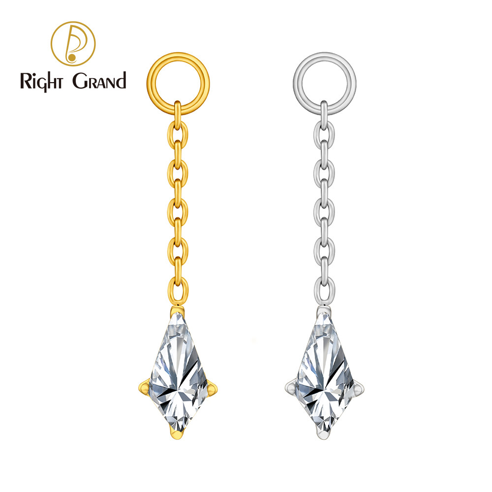 Jual Right Grand ASTM F136 Titanium Dangle Kite CZ Earring Charm Dainty ...