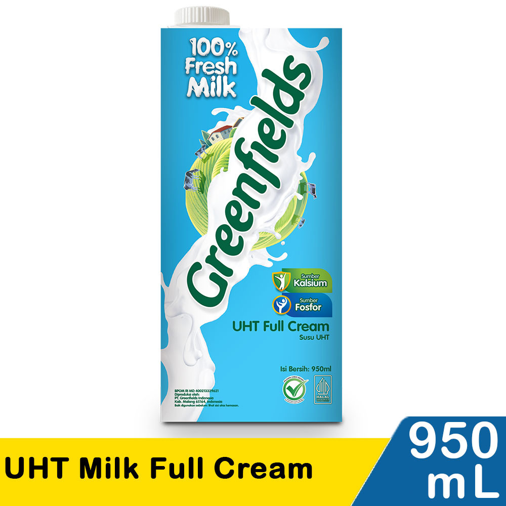 Jual GREENFIELDS UHT MILK FULL CREAM 1000/950mL | Shopee Indonesia