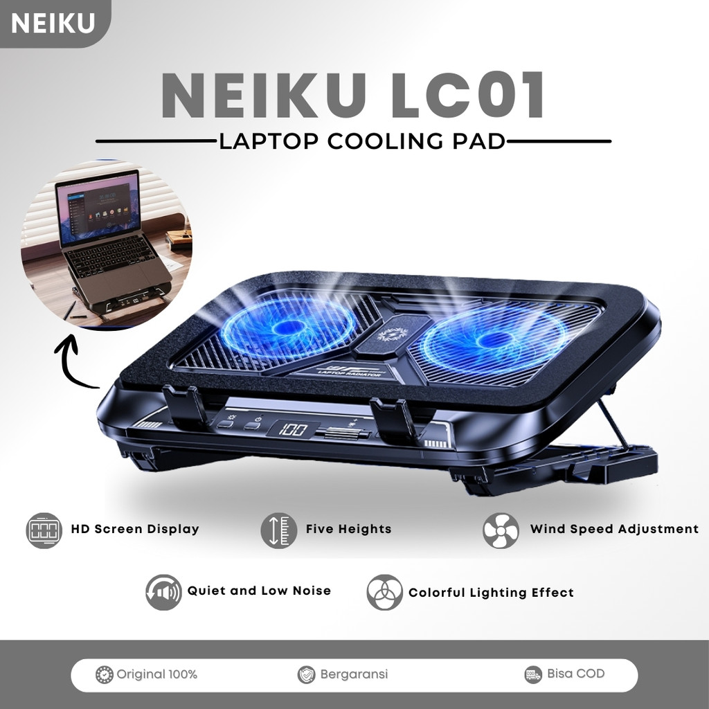 Jual NEIKU LC01 Laptop Cooler Radiator Fancooler 2 Kipas dengan Rgb Led ...