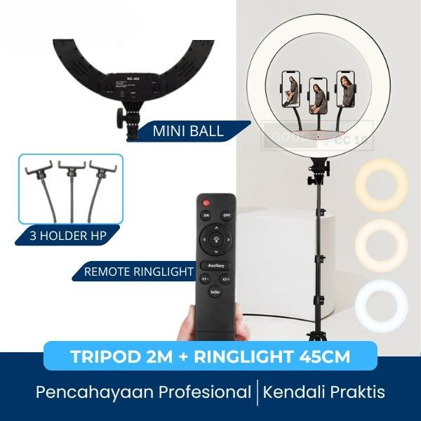 Jual Ring Light Tripod 45 cm Lightning Studio Lampu Ringlight 3 Holder ...