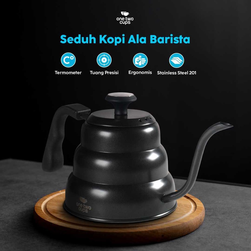 Jual Apaja Teko Kopi Leher Angsa Pour Over Kettle Thermometer 1L ...