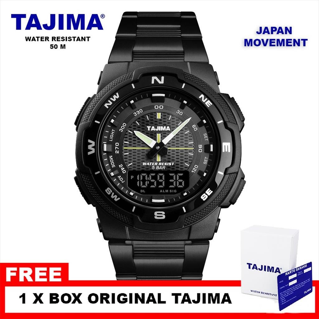 Jual Jam tangan Tajima Analog Digital Stainless Steel TS 9730 Tahan Air ...