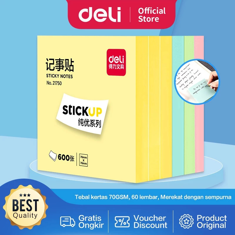 Jual Deli Sticky Note Stick Up 76mm X 76mm 600 Lembar 21750