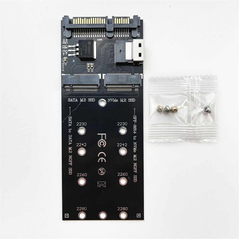 Jual M.2 To SATA Adapter SFF-8654 To M2 NVME SSD 2 in 1 Combo Adapter ...