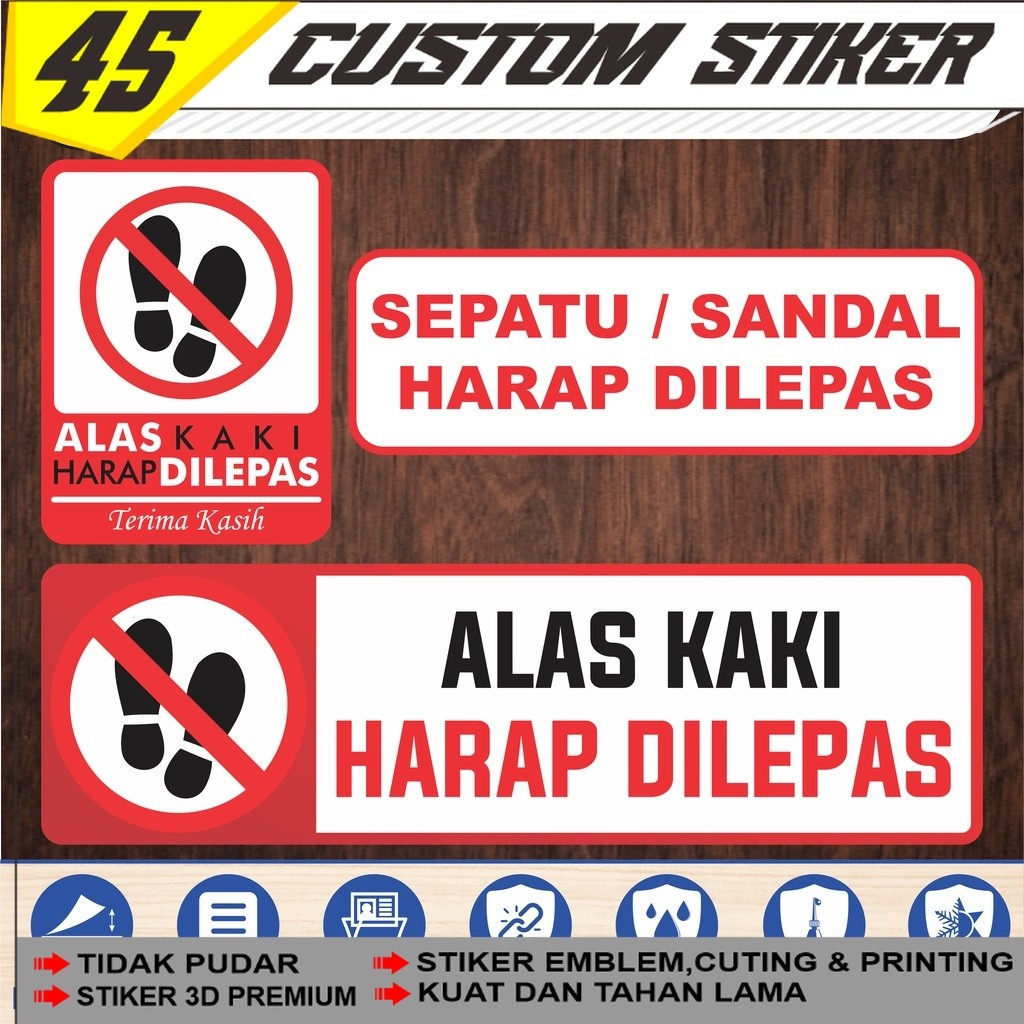 Jual Stiker Vinyl Anti Air Alas Kaki Harap Dilepas Laminasi Glossy ...