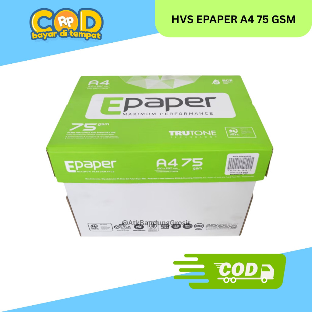 Jual Kertas HVS E-paper 500 Sheet A4 Kertas Print Fotokopi Epaper A4 75 ...