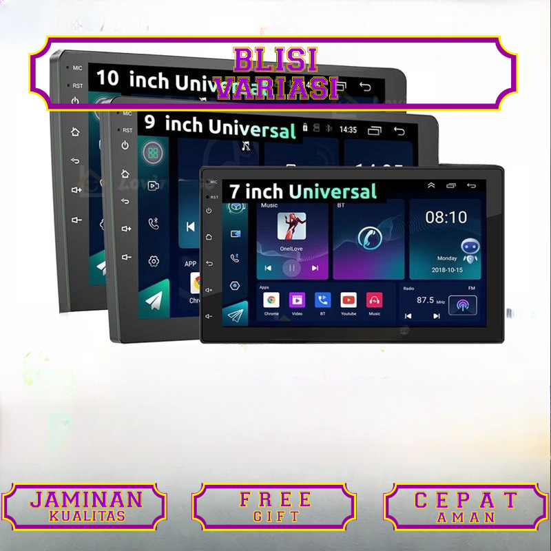 Jual 8G+128G Android 13 Head Unit 7/9/10 Inch IPS Layer Mobil Navigasi ...
