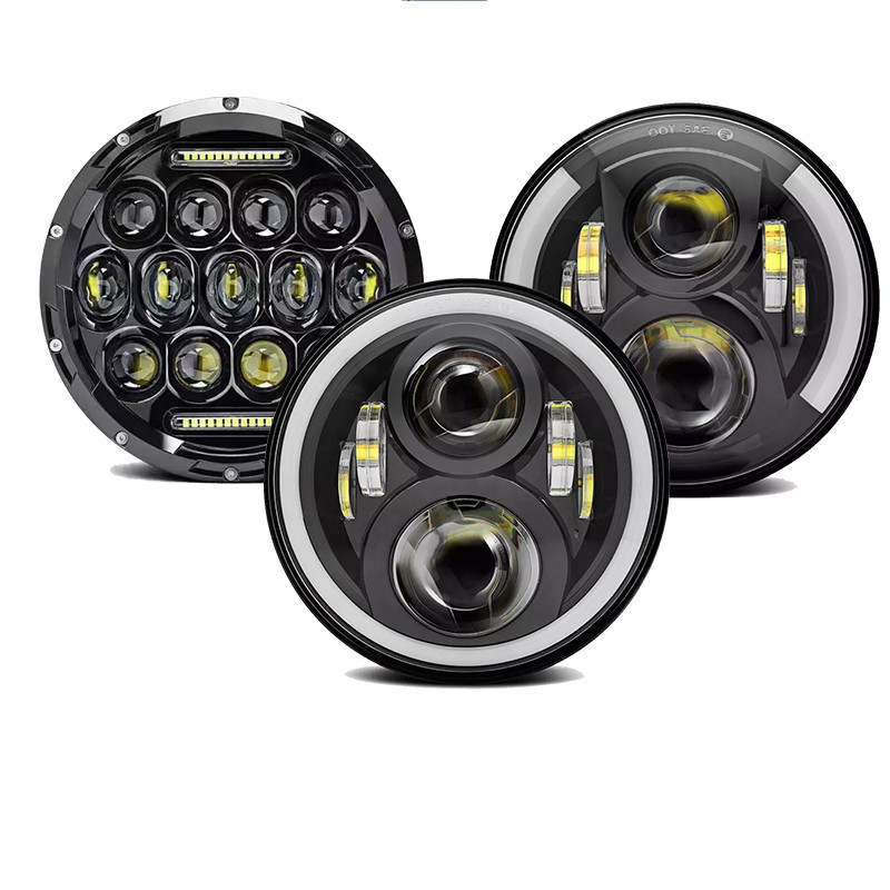Jual 7" Round LED Headlights White DRL / Amber Turn signal For Hummer ...