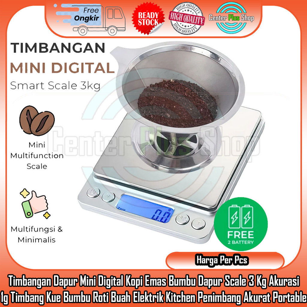 Jual Timbangan Dapur Mini Berlian Kue Bumbu Digital Scale 3 Kg Akurasi ...