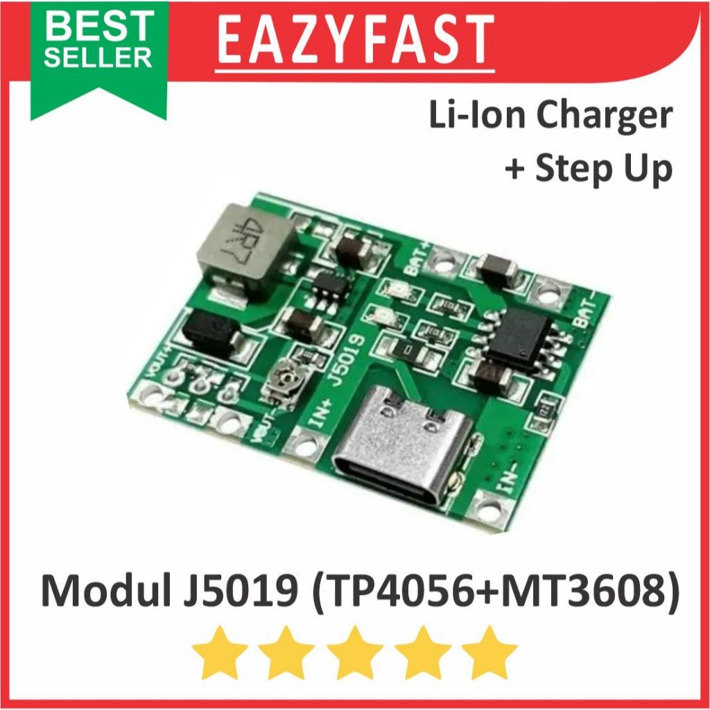 Jual Modul J5019 Combo 2in1 TP4056 MT3608 USB Type C Mini UPS Charger ...