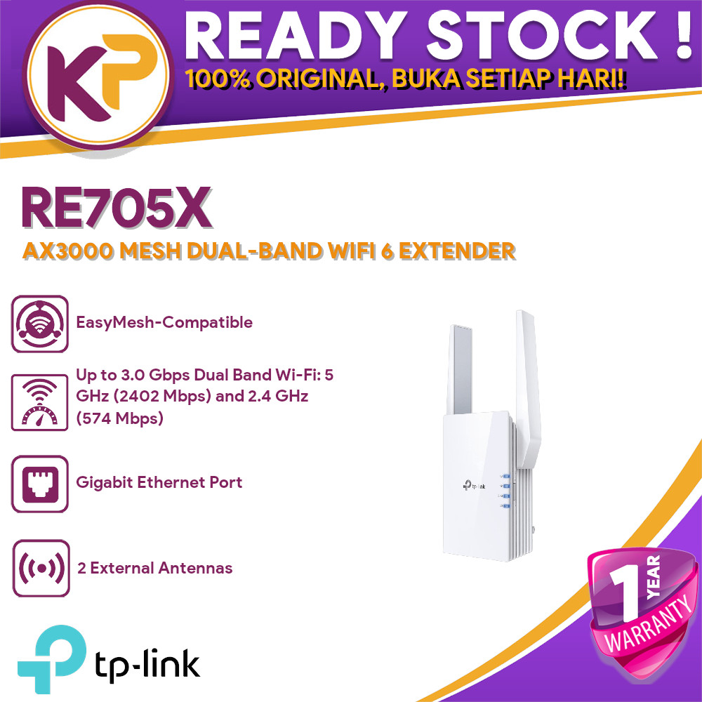 Jual TP-LINK RE705X AX3000 MESH DUAL-BAND WIFI 6 EXTENDER | Shopee ...