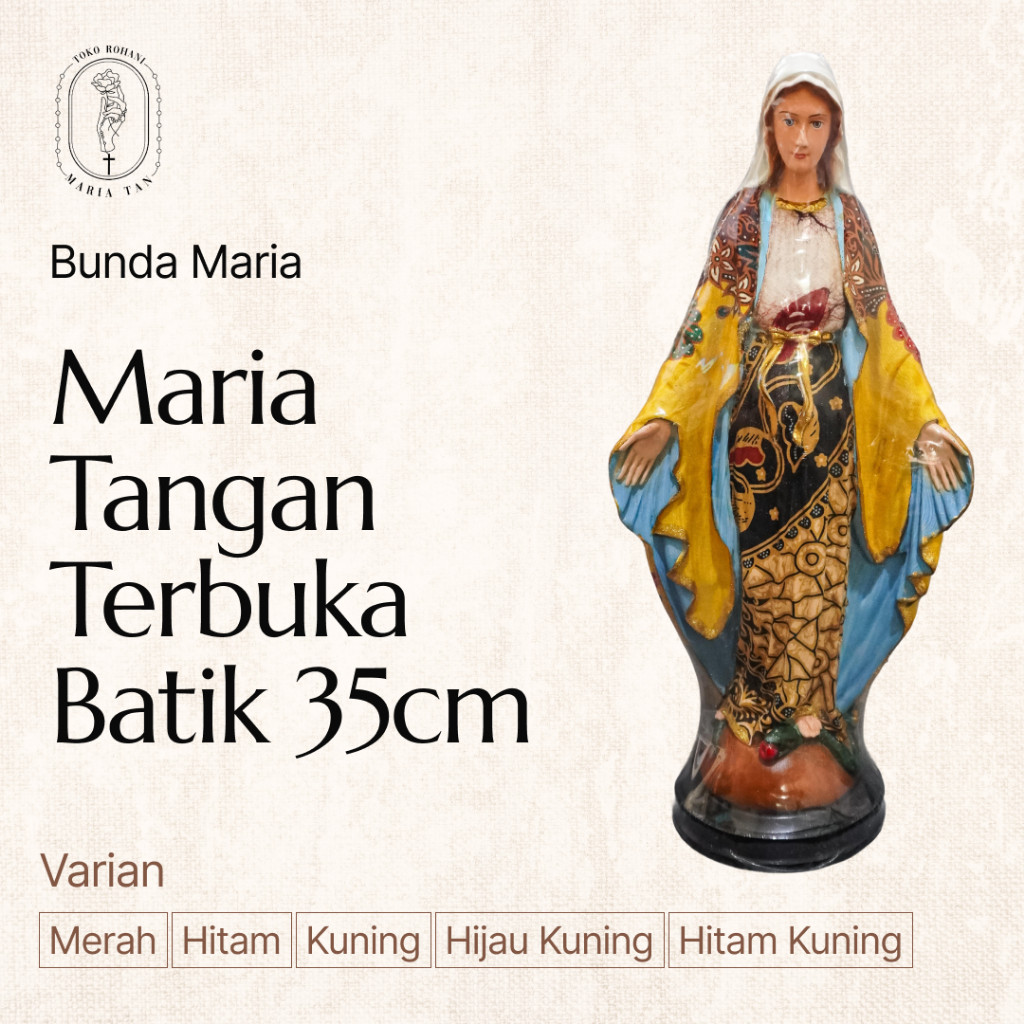 Jual Patung Bunda Maria Tangan Terbuka Batik Kuning 35cm (Merah/Hitam ...