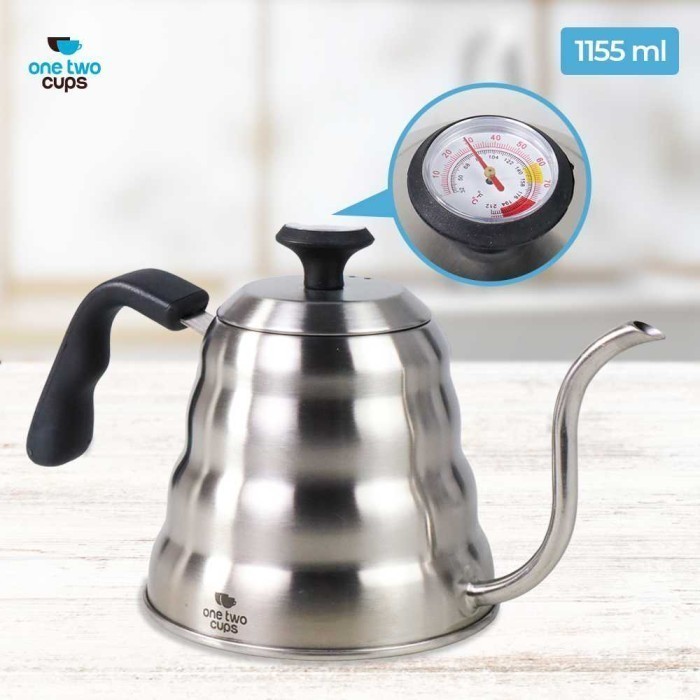 Jual Teko Pembuat Kopi Teko V60 Drip 1155ml Dengan Termometer | Shopee ...