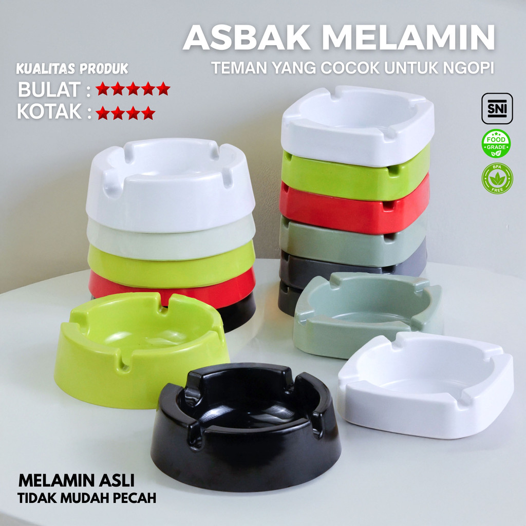 Jual Asbak Melamin Murah/Asbak Persegi Tebal Hiasan Rumah Warna Soft ...