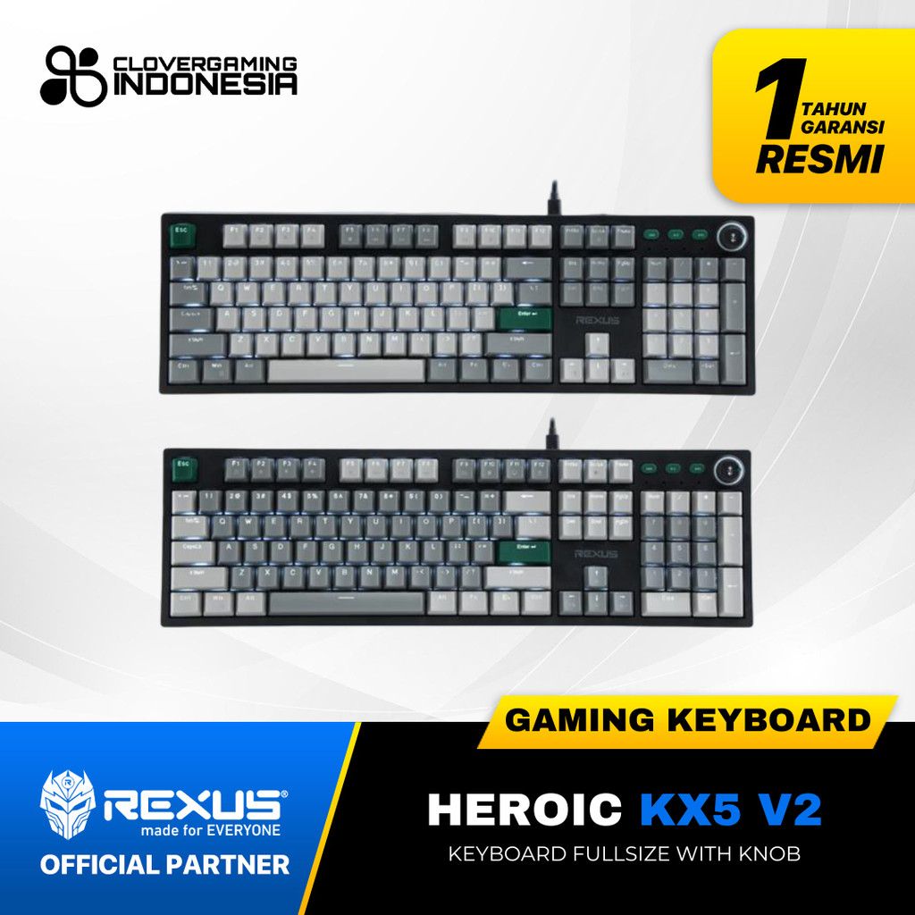 Jual Rexus KX5 KX-5 V2 Heroic Series Wired Gaming Mechanical Keyboard ...