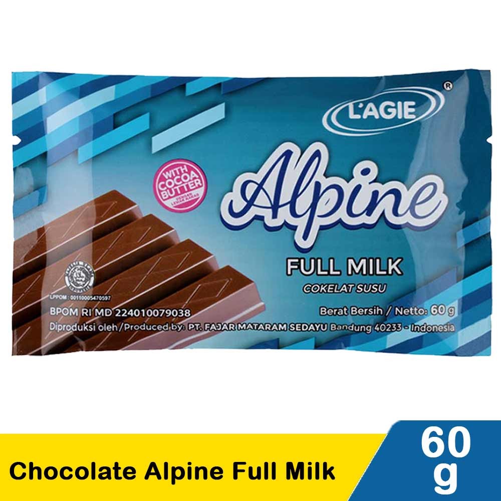 Jual L'AGIE CHOCOLATE ALPINE FULL MILK 60g | Shopee Indonesia