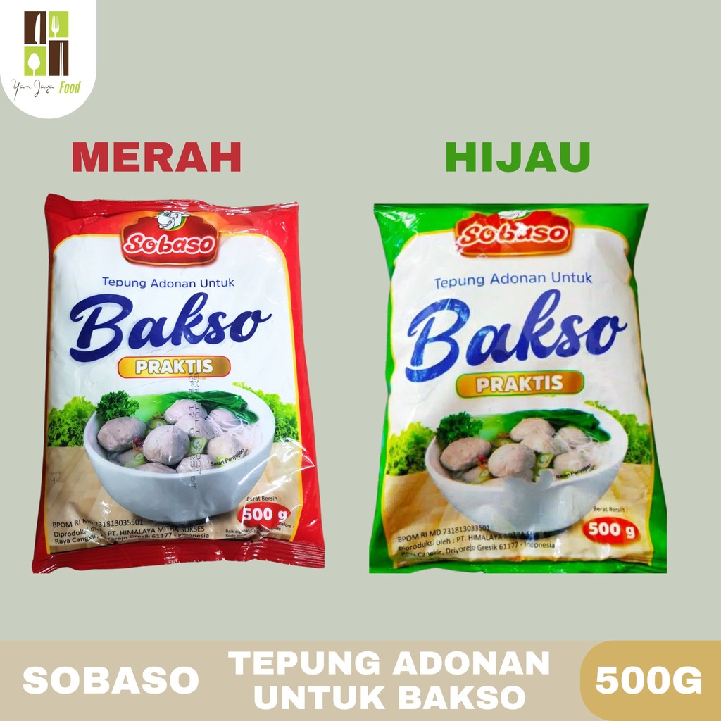 Jual Sobaso Tepung Adonan Bakso 500g / Tepung Bakso Hijau / Tepung ...
