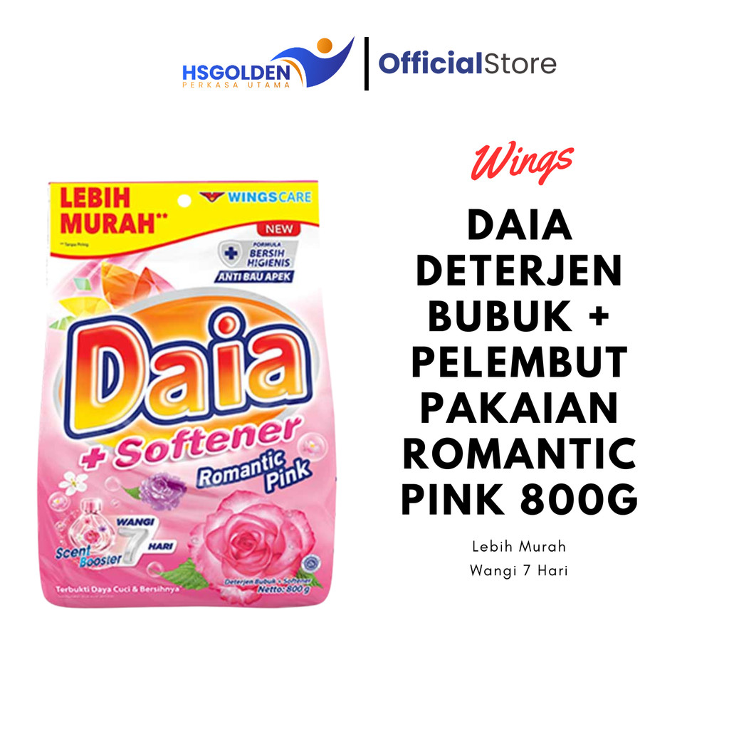 Jual Daia Deterjen Bubuk + Pelembut Pakaian Romantic Pink 800 g ...