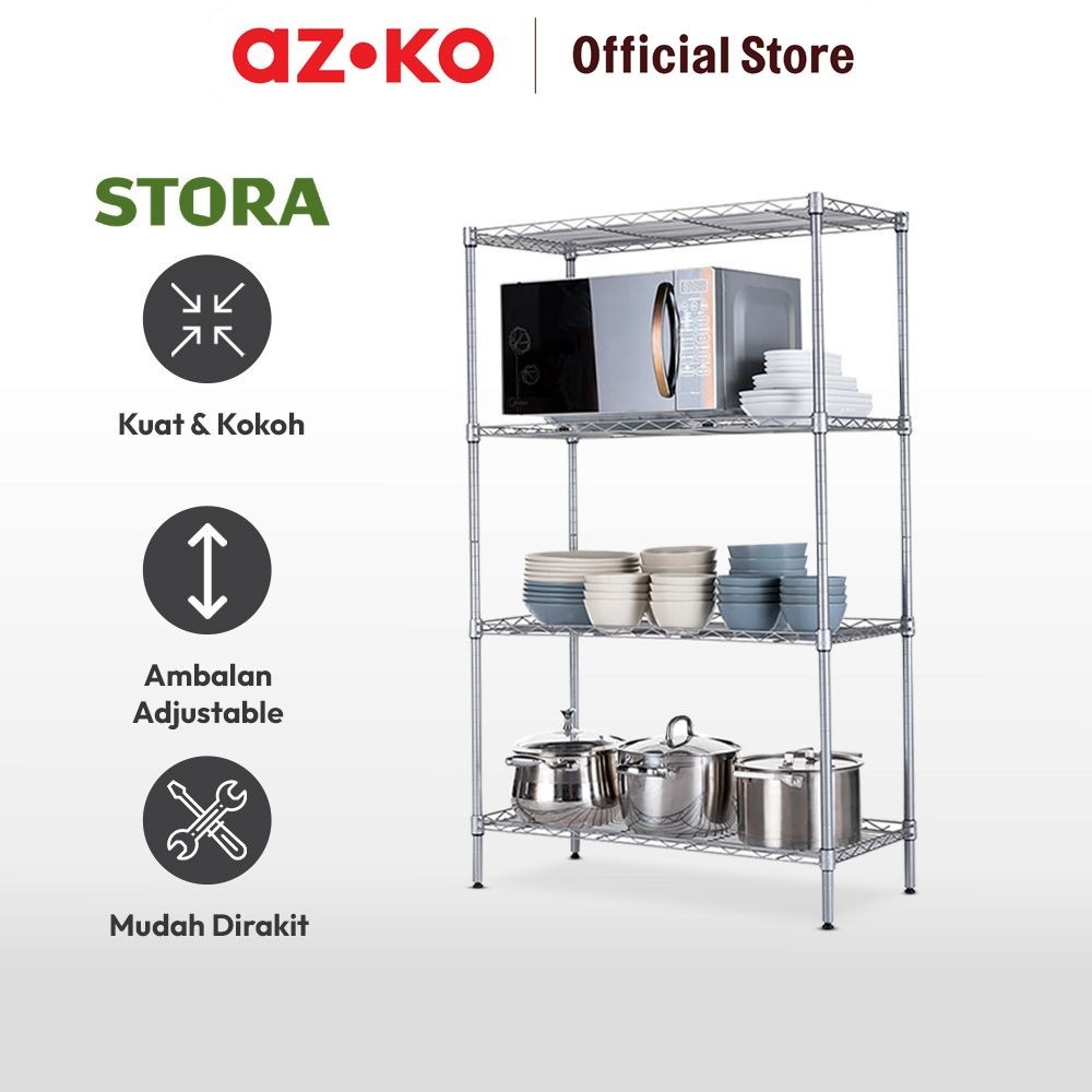 Jual AZKO Stora Rak Besi Serbaguna 4 Tingkat - Silver Storage Rack ...