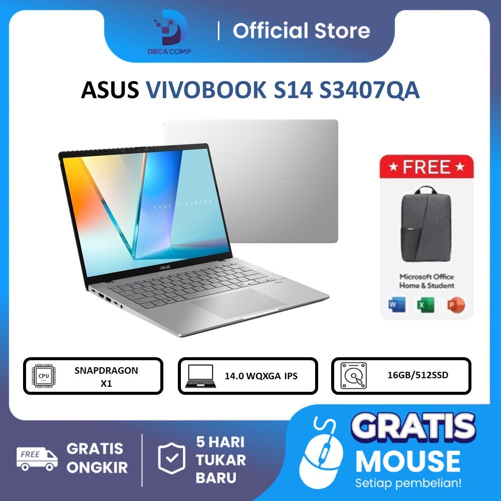 Jual ASUS VIVOBOOK S14 S3407QA SNAPDRAGON X1 16GB 512GB W11+OHS+M365B ...
