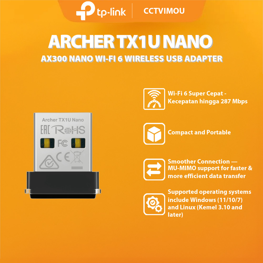 Jual TP-LINK ARCHER TX1U NANO AX300 NANO WI-FI 6 WIRELESS USB ADAPTER ...