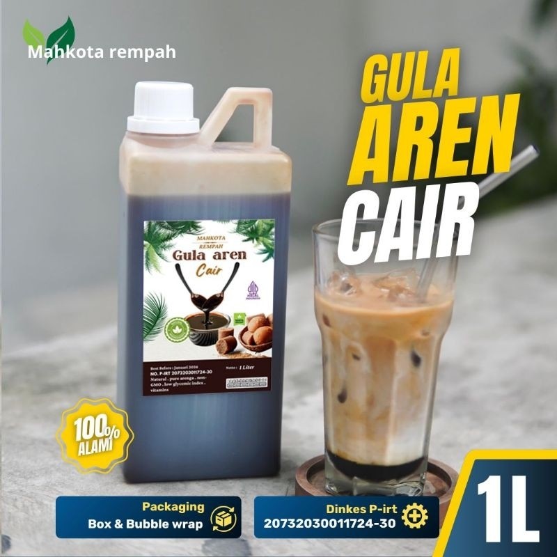Jual Gula Aren Cair kemasan 1 liter / Syrup Palm Sugar Organik Mahkota ...