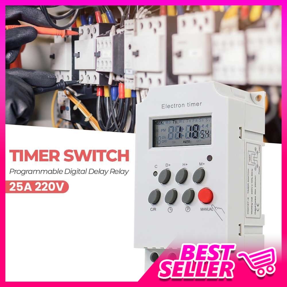 Jual KAMPA Programmable Digital Timer Switch Relay 28 Program 220V/25A ...
