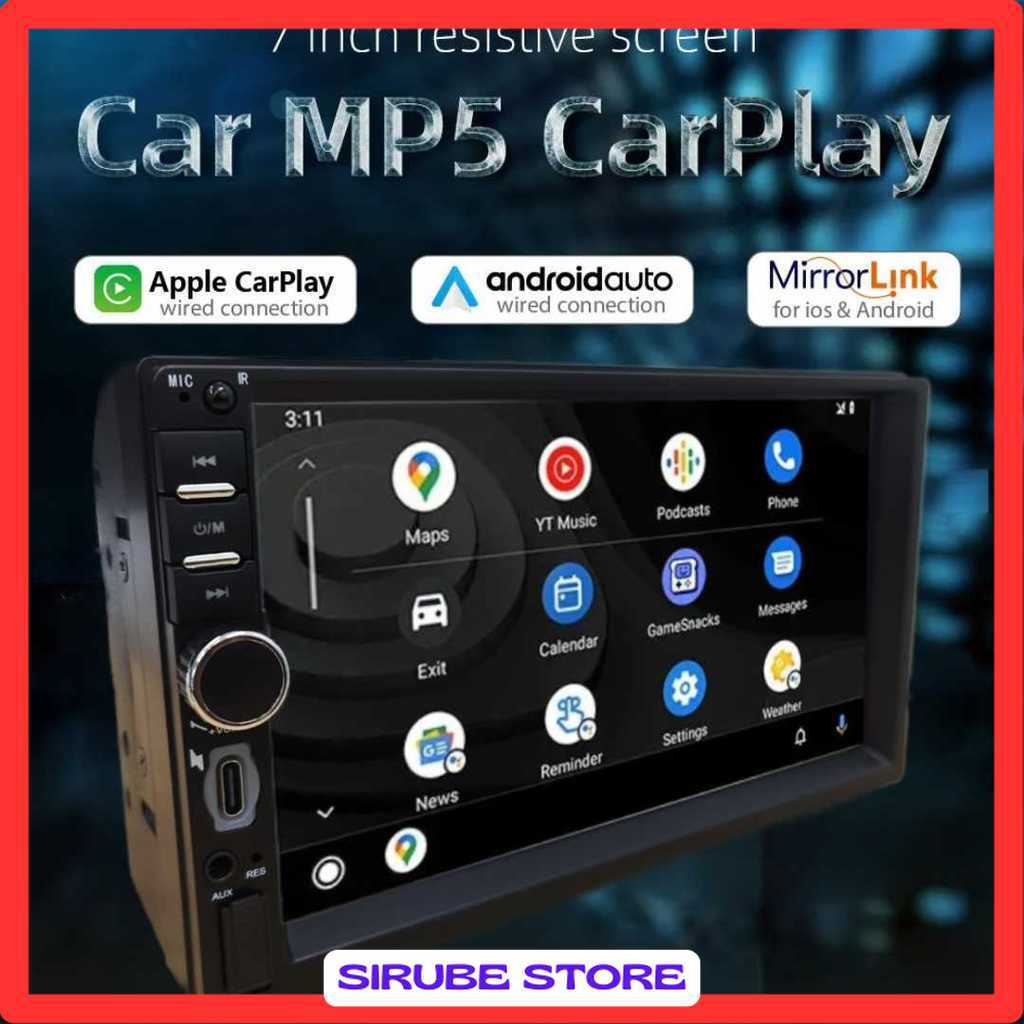 Jual Head Unit Tape Mobil 2DIN Wired CarPlay Android Auto 7 Inch ...