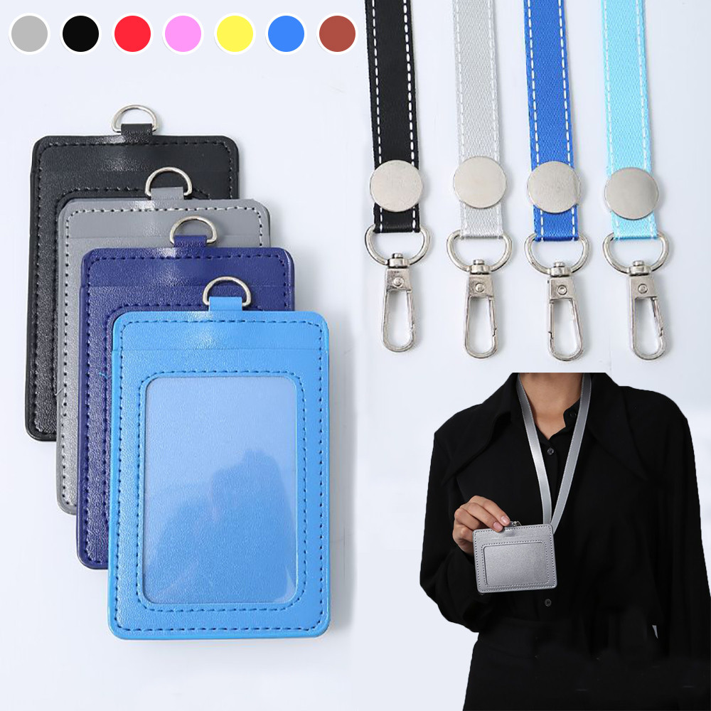 Jual Sampul Kartu Kulit PU + Tali Leher - ID Card Holder Untuk Kartu ...