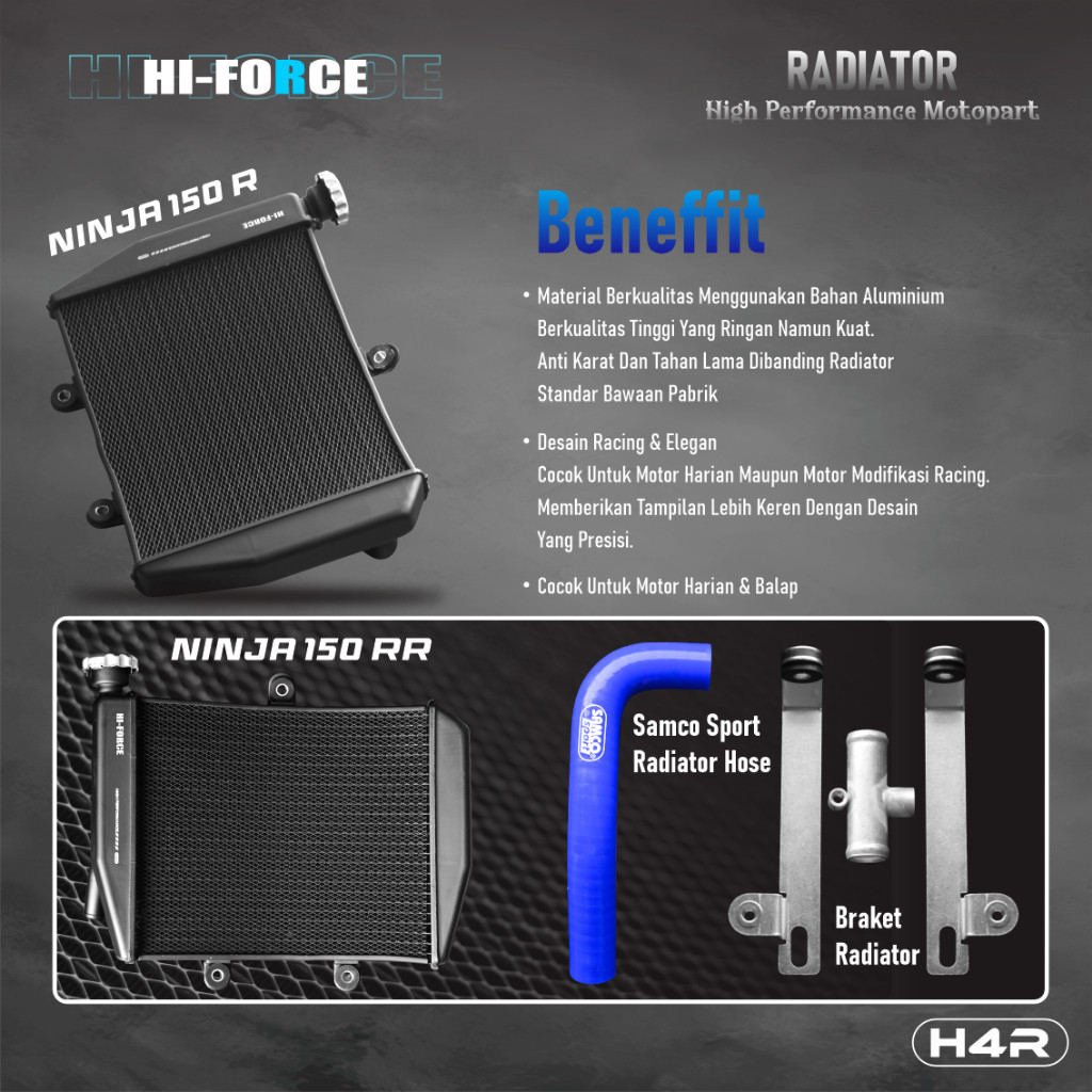 Jual H4R RADIATOR CURVED NINJA 150 R / SS / RR - RADIATOR ALUMINIUM PNP ...