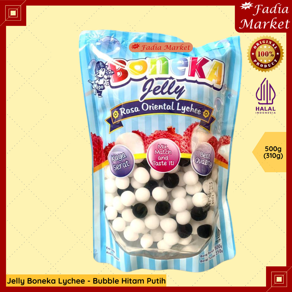 Jual Jelly Boneka Lychee Motif Bubble Hitam Putih 500g – Cendol Jelly ...