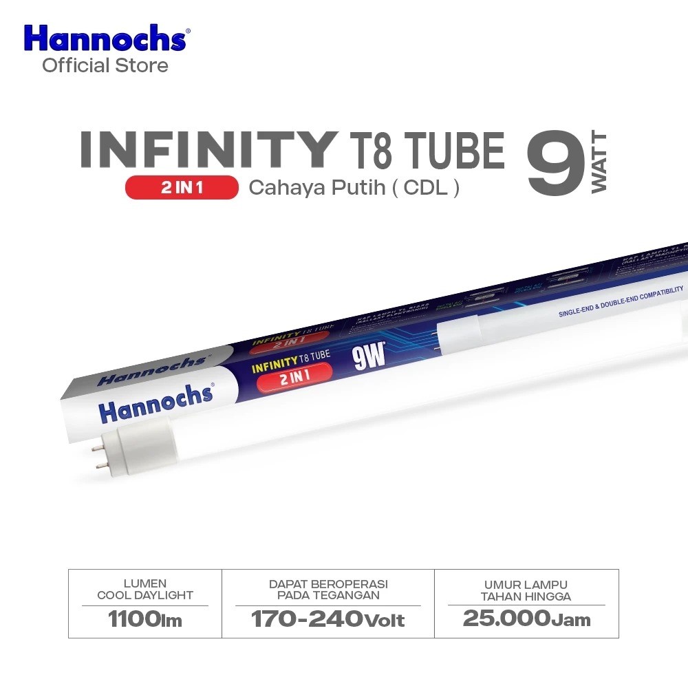 Jual Lampu TL LED Infinity T8 Lampu Tube Light 2in1 9/18 Watt-Cahaya ...