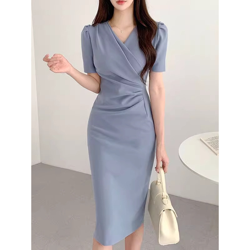 Jual EMITA BLOOM baju dress blue sky korea formal dress wanita kekinian ...