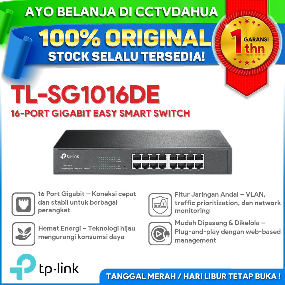 Jual TP-LINK TL-SG1016DE 16-PORT GIGABIT EASY SMART SWITCH | Shopee ...