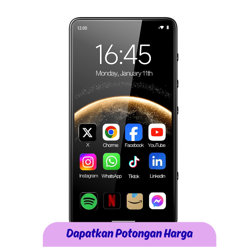 Jual SSN MP4 Player Portable MP3 music WiFi Android 13, 5.2" 6GB+64GB ...