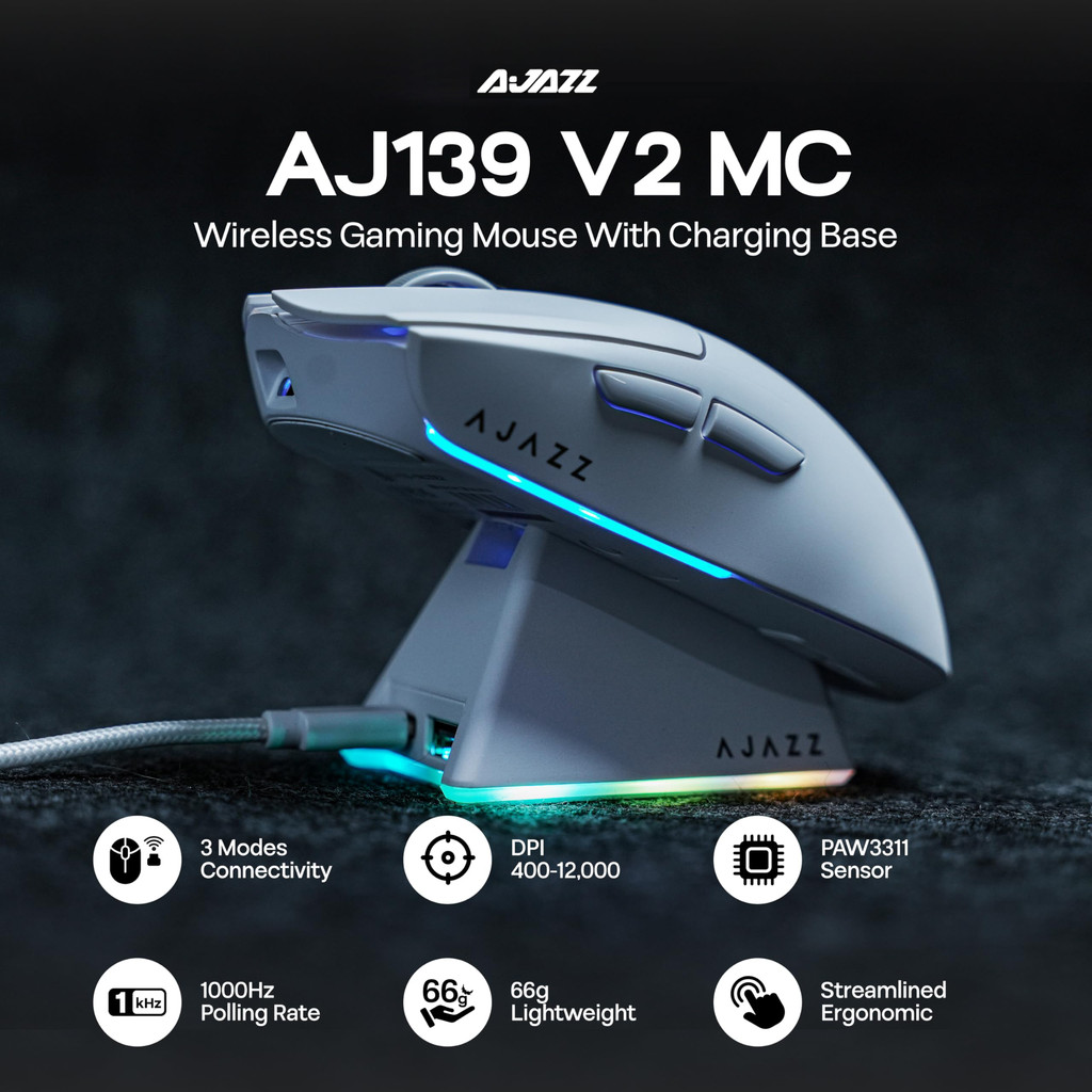 Jual AJAZZ AJ139 V2 MC Gaming Mouse With Charging Base 12000 DPI ...