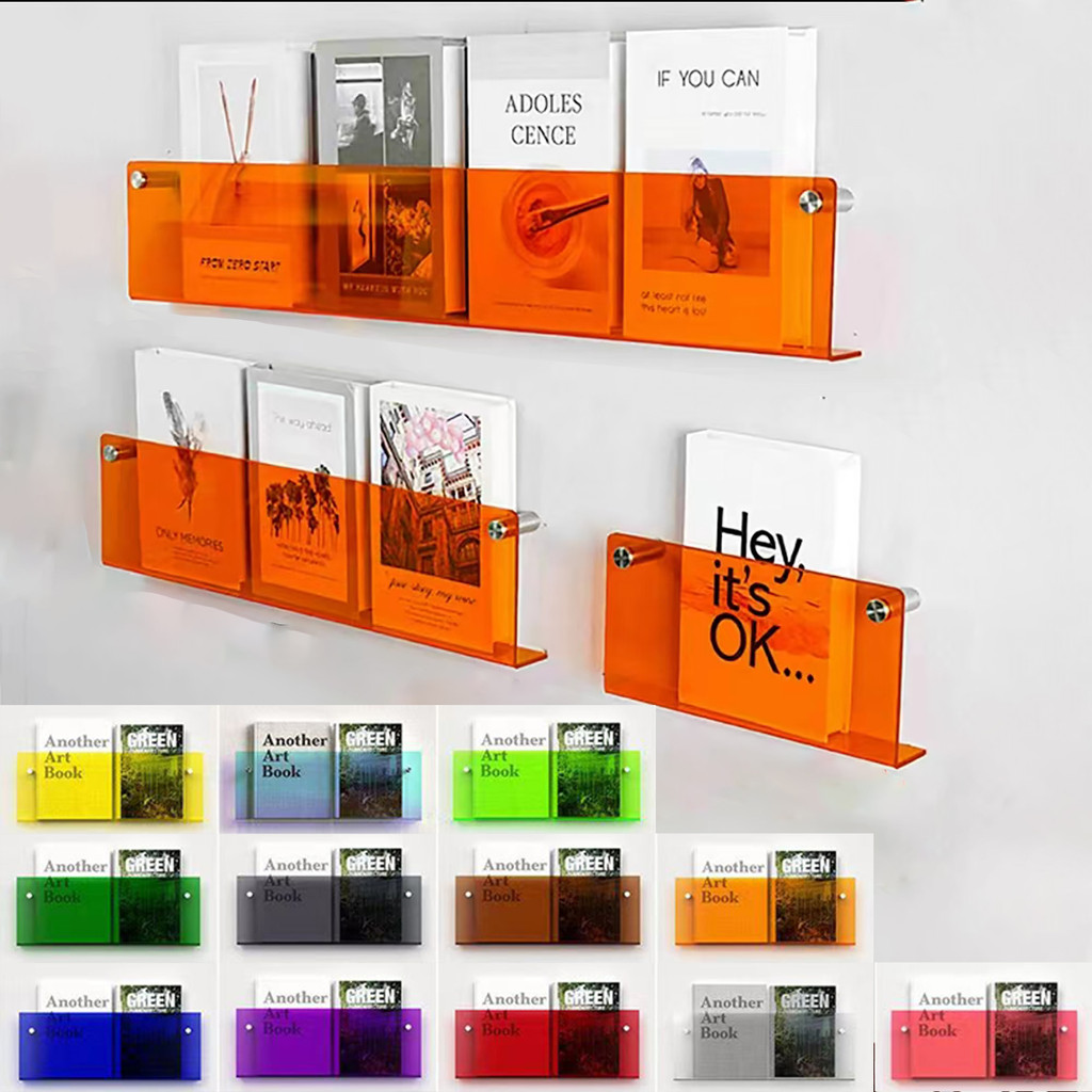 Jual 12 Color Acrylic Brochure Holder Wall Mount Magazine Rack Pamphlet ...