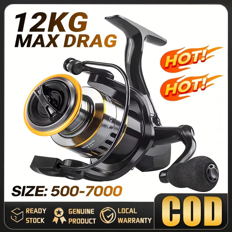Jual COD Reel Pancing Spinning HE500-7000 MAX Drag 30kg Asli Besi ...