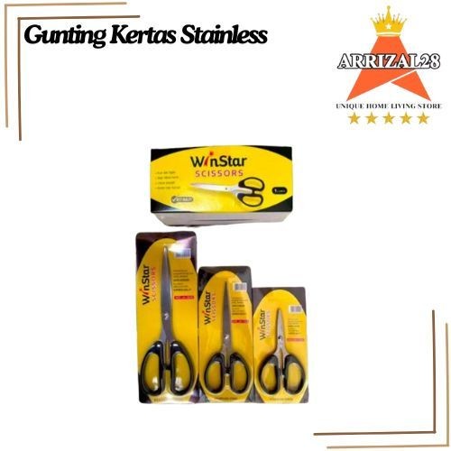 Jual GUNTING KERTAS WINSTAR SCISSORS UKURAN S - M - L STAINLESS TAJAM ...